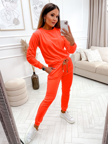 Bolf Damen Volours Zweiteiler Sport Set Orange 8129 - Bolf.de