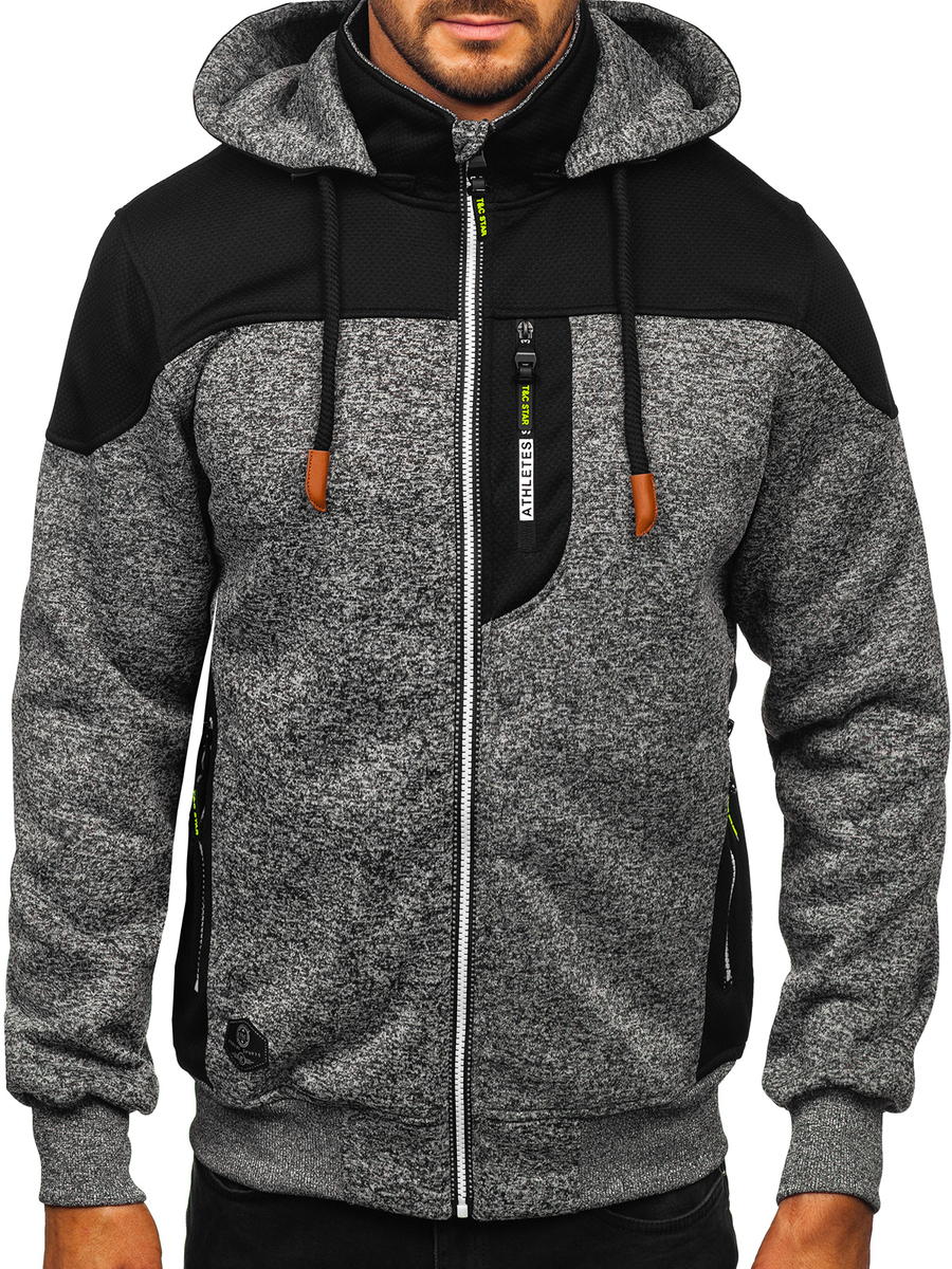 Herren Sweatshirt-Jacke mit Kapuze Schwarzgrau Bolf TC1267 - Bolf.de
