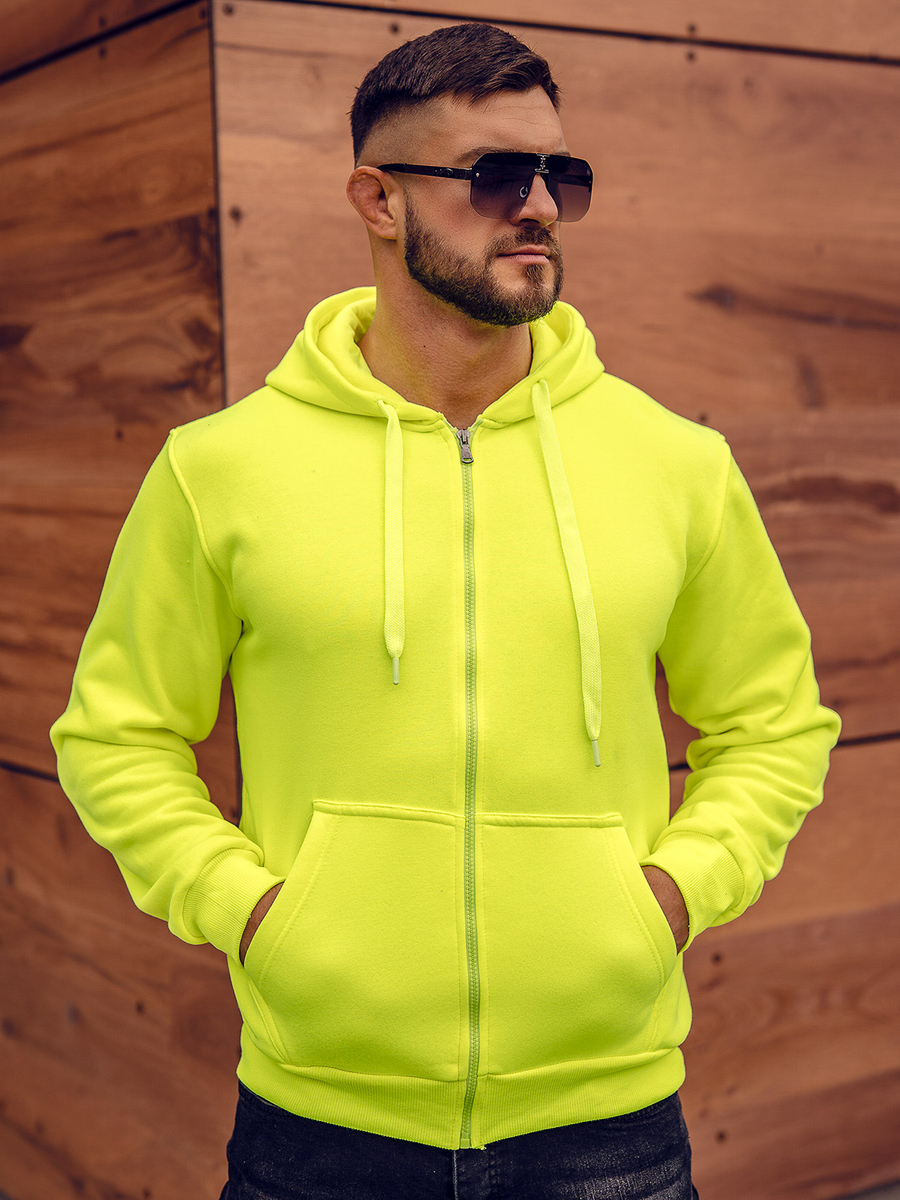 Bolf Herren Warmer Kapuzenpullover mit Reißverschluss Gelb-Neon 2008A - Bolf.de