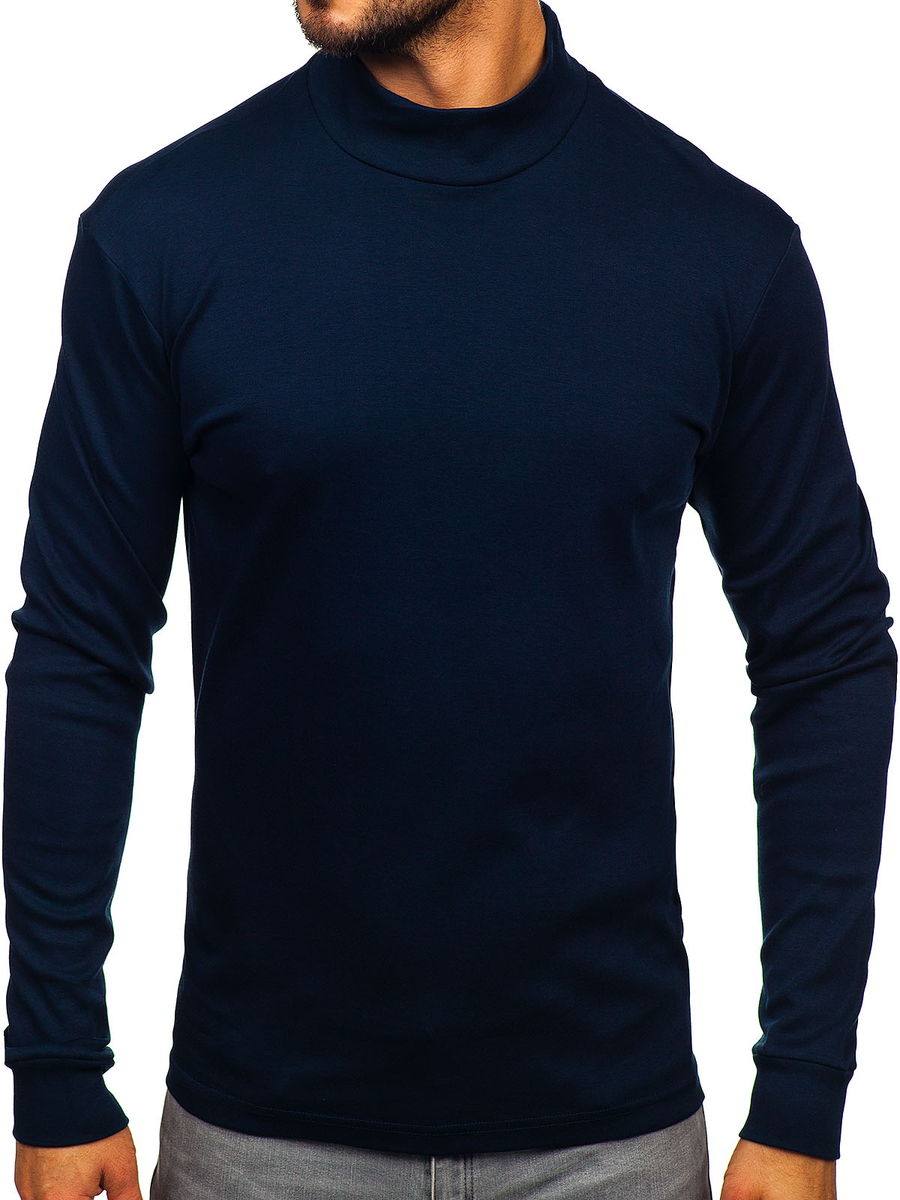 Herren Baumwoll Halb Rollkragenpullover basic Tintenblau Bolf 534 - Bolf.de