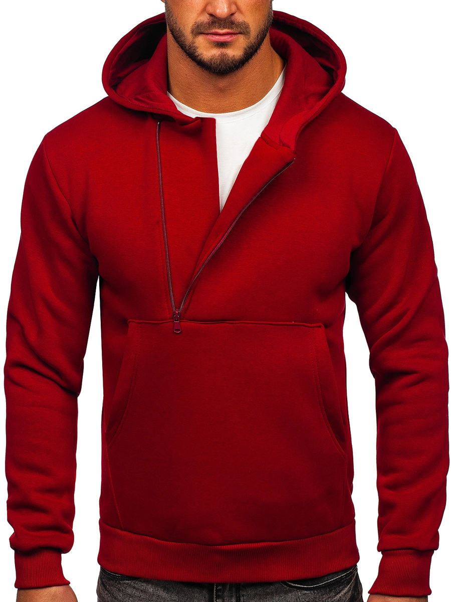 Herren Warmer Kapuzenpullover Weinrot Bolf 02 - Bolf.de